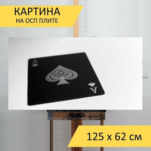 Картина на ОСП 125х62 см. "Карты, игра, покер" горизонтальная, для интерьера, с креплениями