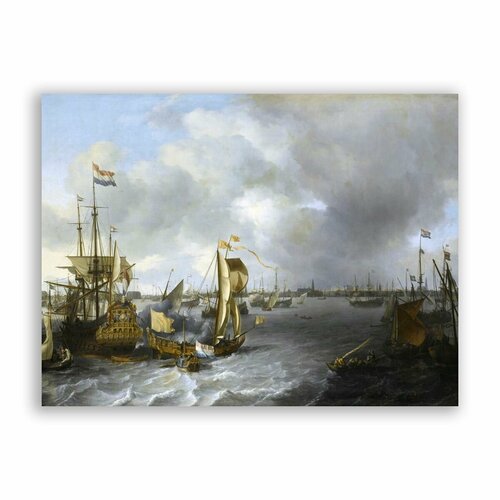 Картина на холсте, репродукция / Людольф Бакхёйзен - Le Port d Amsterdam / Размер 30 x 40 см