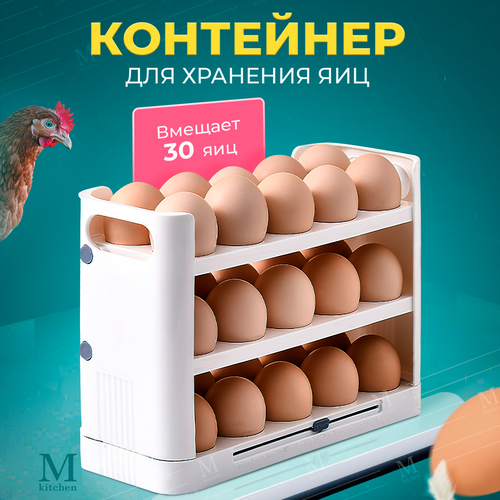 Контейнер для хранения яиц 30 шт в холодильнике Mkitchen. Органайзер подставка для яиц в холодильник