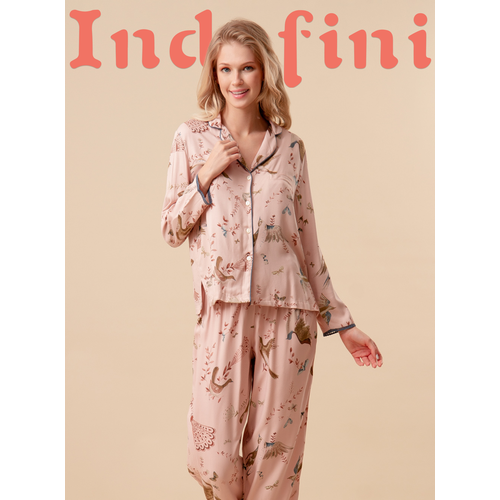 Пижама  Indefini, размер XL(50), бирюзовый, фиолетовый