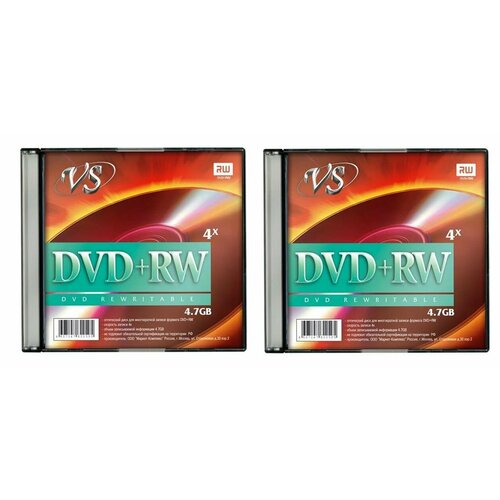 VS Диск DVD+RW 4,7 Гб 4х, slim, 2 шт