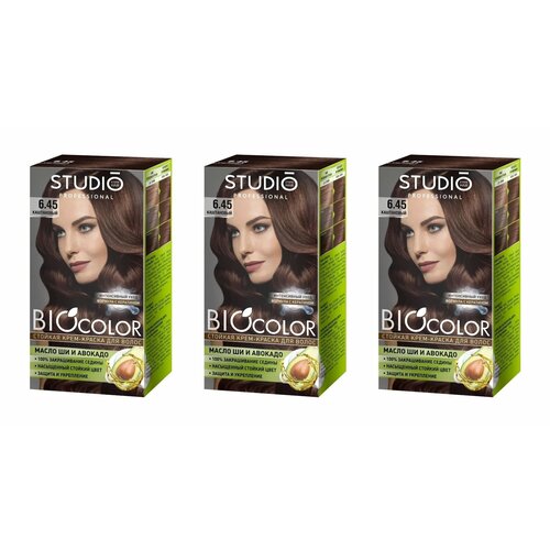 Стойкая крем-краска для волос Studio Professional BioColor Essem Hair, тон 6.45 Каштановый, 115 мл, 3 шт