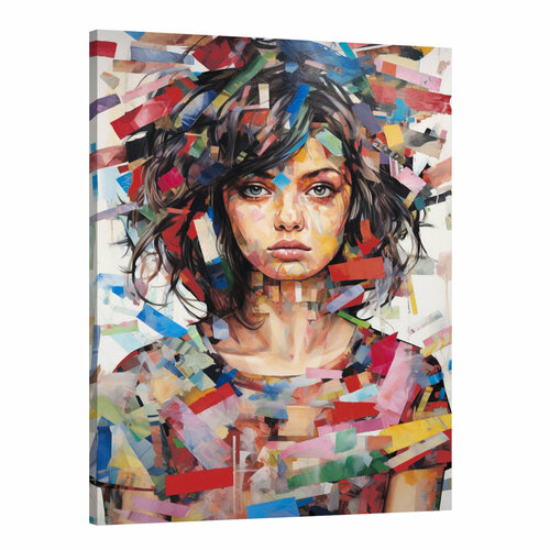 Интерьерная картина 50х70 "Девушка в мире красок"
