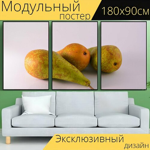 Модульный постер "Груши, конференция груши, фрукты" 180 x 90 см. для интерьера