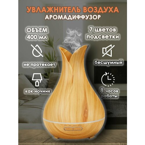 Увлажнитель воздуха для дома, ночник, ультразвуковой аромадиффузор, 400 мл