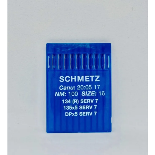 Иглы для промышленных швейных машин Schmetz, толстая колба 134/DPx5 SERV7 №100, 10 шт.