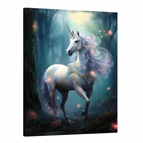 Интерьерная картина 50х70 "Единорог и мистический символ"