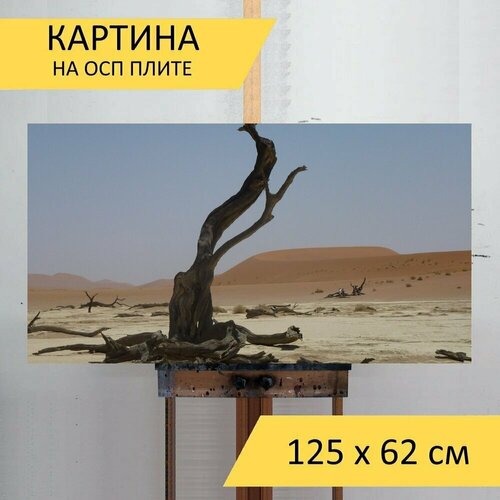 Картина на ОСП 125х62 см. "Пустыня, намибия, пейзаж" горизонтальная, для интерьера, с креплениями