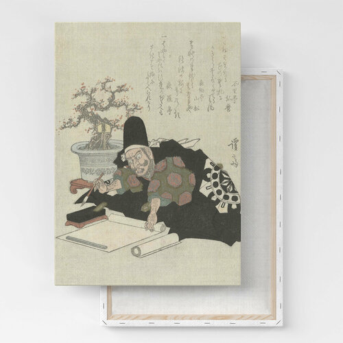 Картина на холсте, репродукция / Кэйсай Эйсэн - Schrijven man in zwarte kimono / Размер 30 x 40 см