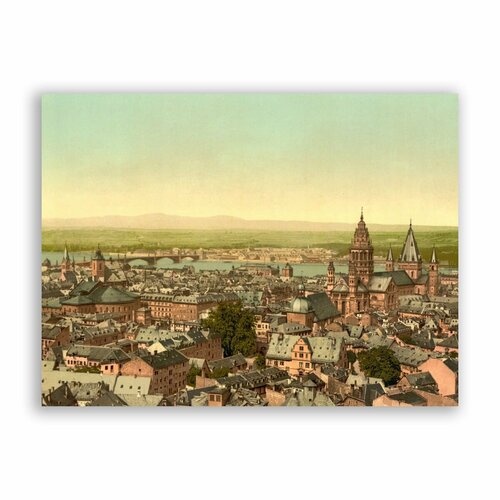 Постер, плакат на бумаге / Mainz, towards the Rhine, the Rhine, Germany / Размер 80 x 106 см