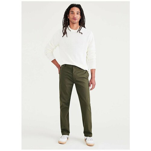 Брюки чинос DOCKERS Dockers Normal Waist Slim Leg Slim Fit Green Trousers, размер 33-34, зеленый, хаки