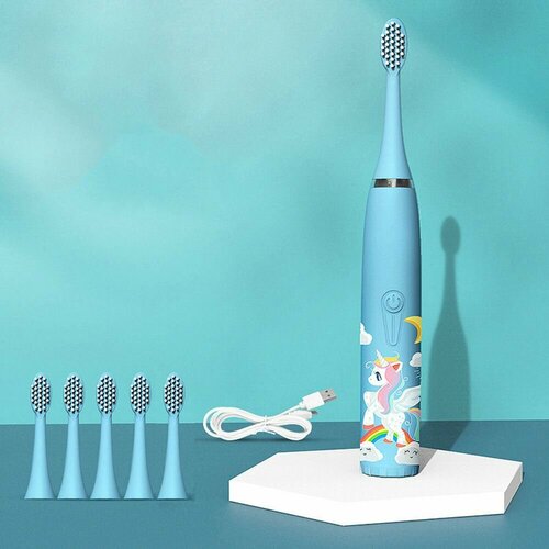 Электрическая зубная щетка / мягкая с 6 насадками / деликатное очищение полости рта / прибор для чистки зубов, Sale Zone.