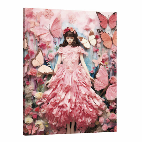 Интерьерная картина 50х70 "Кукла в розовом платье"