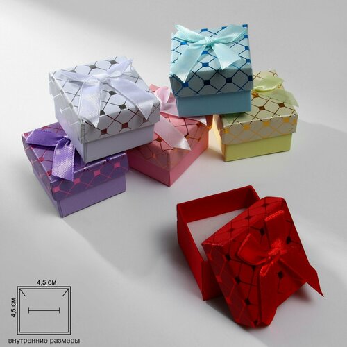Коробочка подарочная под серьги/кольцо "Кубики", 5x5 (размер полезной части 4,5х4,5см), цвет микс