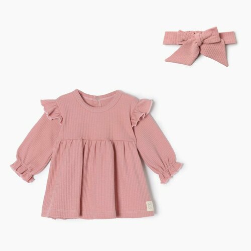Платье Крошка Я, комплект, размер 62/68, розовый