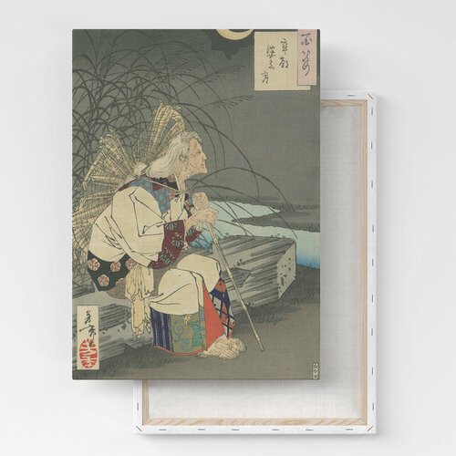Картина на холсте, репродукция / Цукиока Ёситоси - Sotoba no Tsuki, Gravemarker / Размер 30 x 40 см