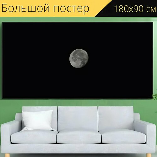 Большой постер "Луна, астрономия, планета" 180 x 90 см. для интерьера