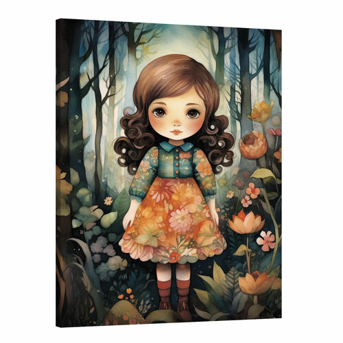 Интерьерная картина 50х70 "Кукла в волшебном лесу"