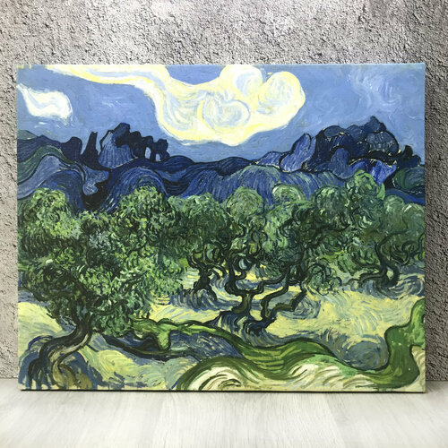 Картина на натуральном холсте (репродукция) Винсент Ван Гог "оливковые деревья" 50х40см / картина для интерьера дома