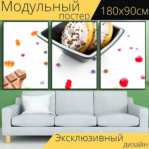 Модульный постер "Еда, десерт, милая" 180 x 90 см. для интерьера