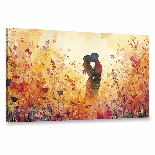 Интерьерная картина 100х60 "Поцелуй в лучах заката"