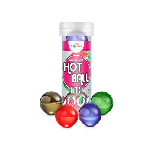 Интимный лубрикант HOT BALL MIX на масляной основе в виде 4 шариков (мята, шоколад, клубники)