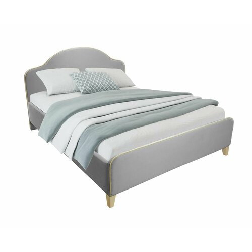 Двуспальная кровать София 160x200 основание металлическое с ламелями велюр серый без ножек