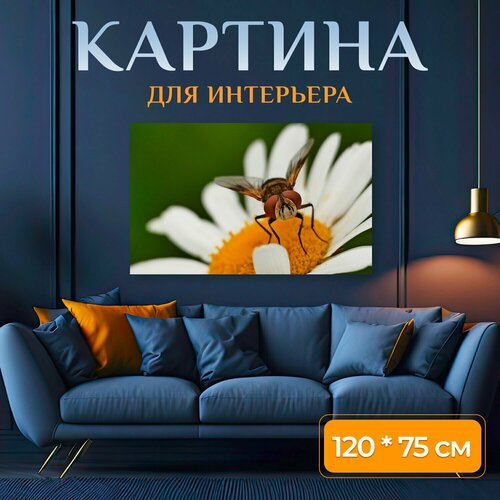Картина на холсте "Летать, цвести, насекомое" на подрамнике 120х75 см. для интерьера