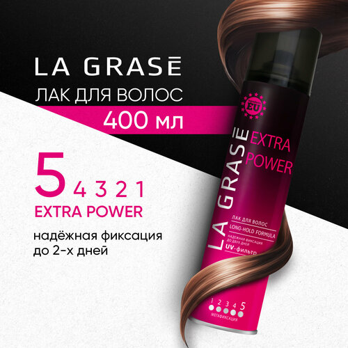 La Grase Лак для волос Extra Power, экстрасильная фиксация, 400 г, 400 мл