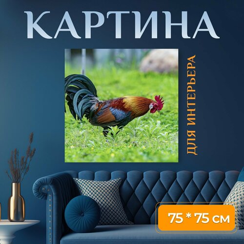 Картина на холсте "Курица, рико, вкусные" на подрамнике 75х75 см. для интерьера