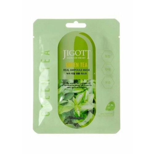 Jigott Набор масок Real Ampoule Mask Green Tea, 5? шт. по 27 мл.