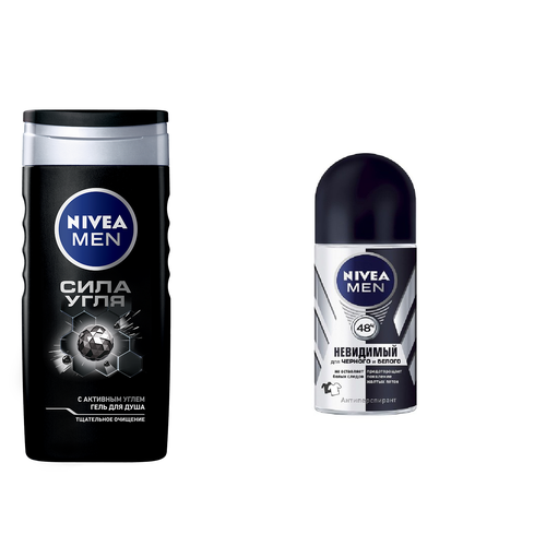 Набор Nivea Men: антиперспирант Черное и белое, гель для душа Сила угля