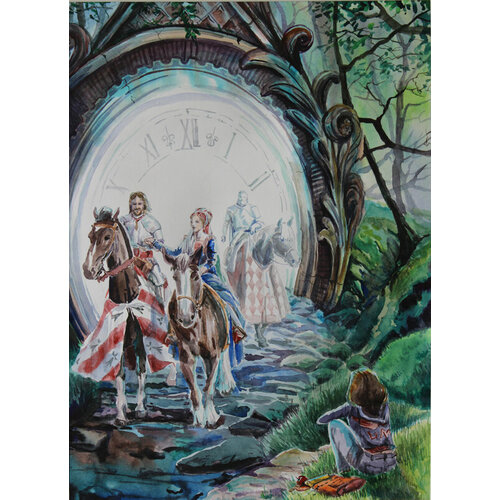 Картина акварелью "Легенды времени", авторская работа в единственном экземпляре 30х40см