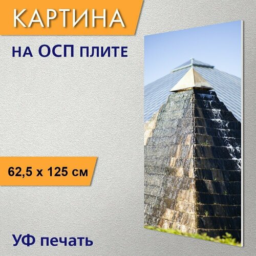 Вертикальная картина на ОСП "Пирамида, архитектурный, структура" 62x125 см. для интерьериа