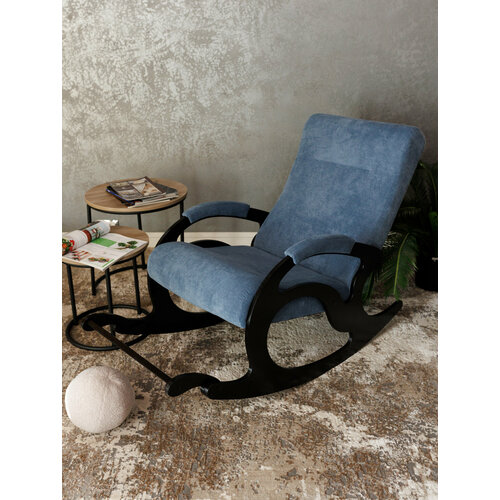 Кресло качалка интерьерное мягкое для дома с подножкой Ларгус джойфул 10