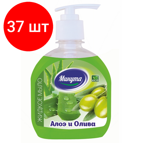 Комплект 37 штук, Мыло жидкое Минута Алоэ и олива 300 г с дозатором