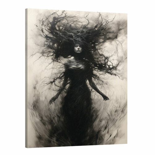 Интерьерная картина 50х70 "Ведьма в черном платье"