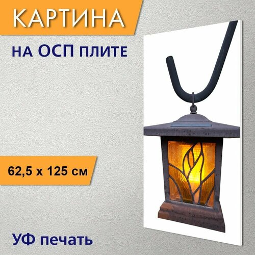 Вертикальная картина на ОСП "Подвесной светильник, напольная лампа, тиффани" 62x125 см. для интерьериа