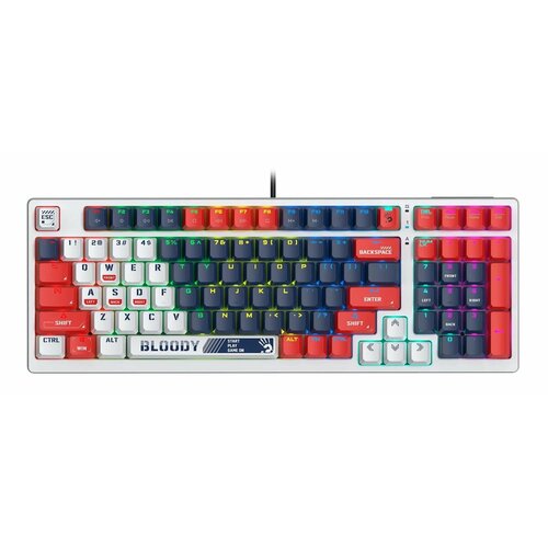 Клавиатура A4TECH Bloody S98, USB, синий + белый [sports navy]