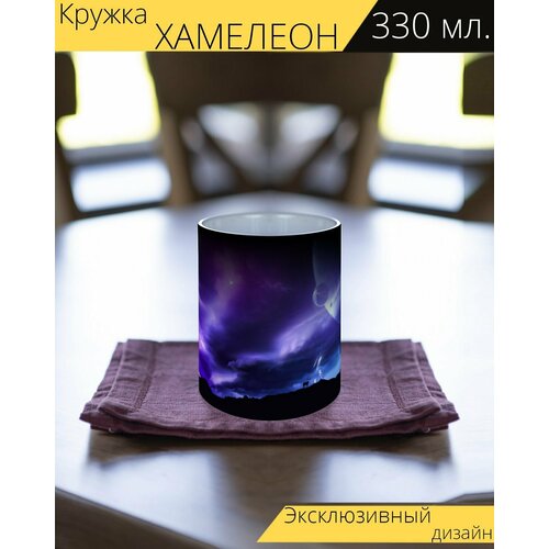 Кружка хамелеон с принтом "Планета, космос, дорогой" 330 мл.