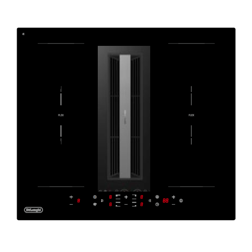 Индукционная варочная панель DeLonghi ELETTRA 4B2F TC ARIA с вытяжкой, 60 см, черная, Функция Booster, Bridge function, Функция Melting, сенсорное управление