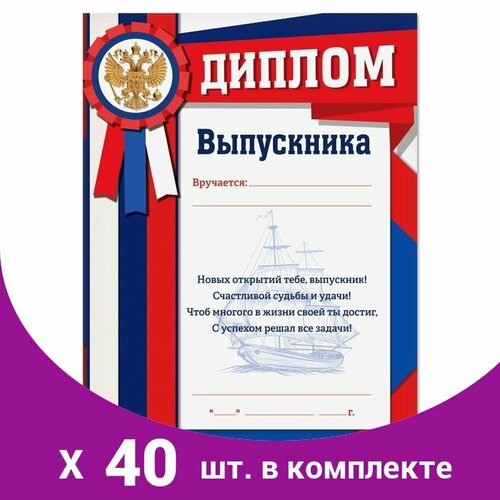 Диплом Выпускника , РФ символика, 21х29,7 см, 157 гр. (40 шт)