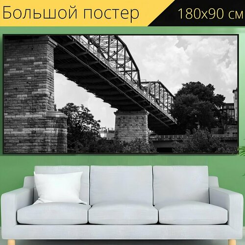 Большой постер "Мост, дорога, архитектуры" 180 x 90 см. для интерьера