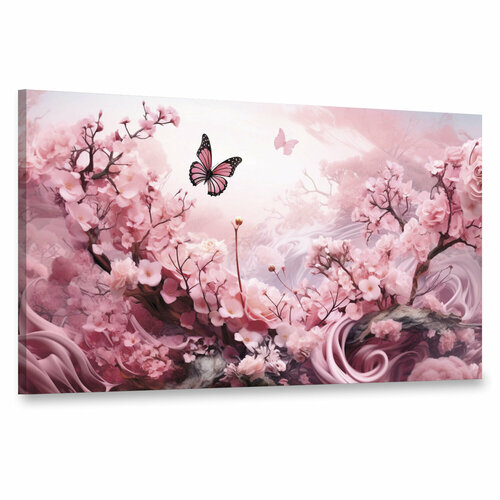 Интерьерная картина 100х60 "Розовый вихрь"