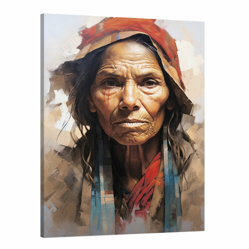 Интерьерная картина 50х70 "Женщина с взглядом, полным мудрости"