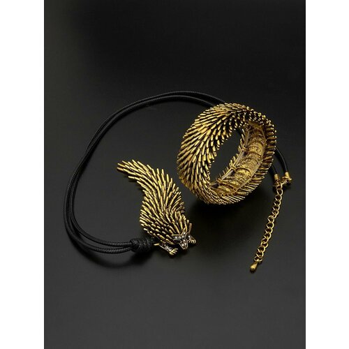 Комплект бижутерии Janess "Ехидна": браслет, подвеска, золотой
