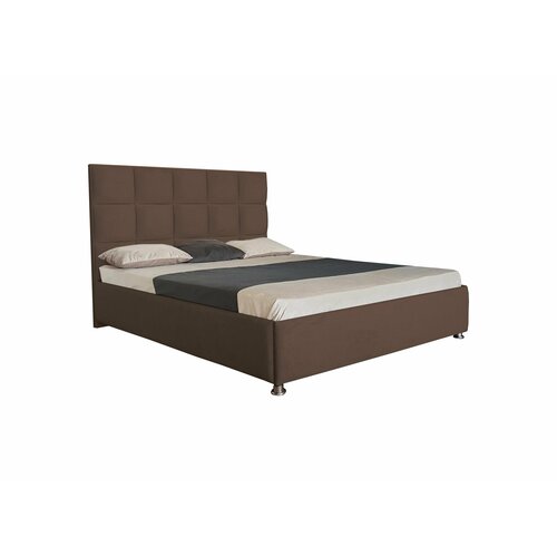 Двуспальная кровать Флорида Нью 160x200 основание металлическое с ламелями велюр коричневый ножки 5 см