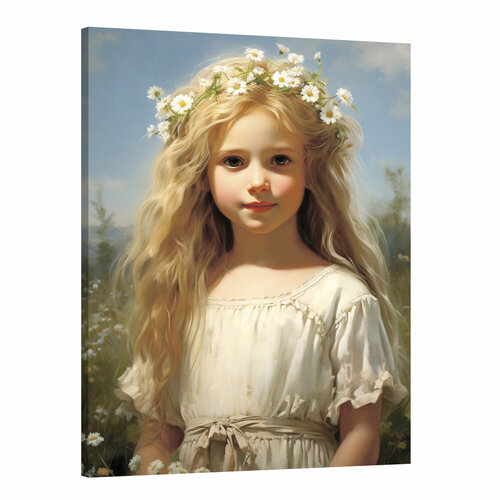 Интерьерная картина 50х70 "Принцесса с венком из цветов"