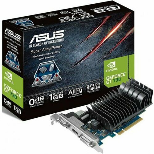 Видеокарта ASUS GEFORCE GT730-SL-2GD5-BRK, 2 Гб, 64bit, GDDR5, DVI, HDMI, VGA