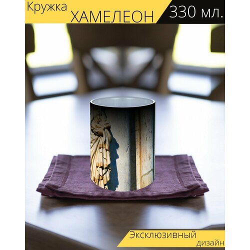 Кружка хамелеон с принтом "Христианство, иисус, мария" 330 мл.